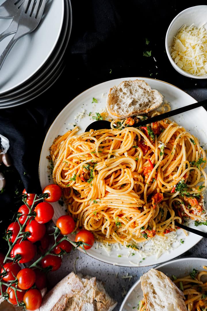 Spaghetti with Homemade Tomato Sauce - Hide My Veggies