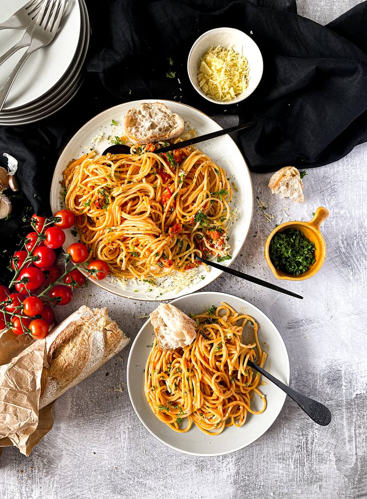 Spaghetti with Homemade Tomato Sauce - Hide My Veggies
