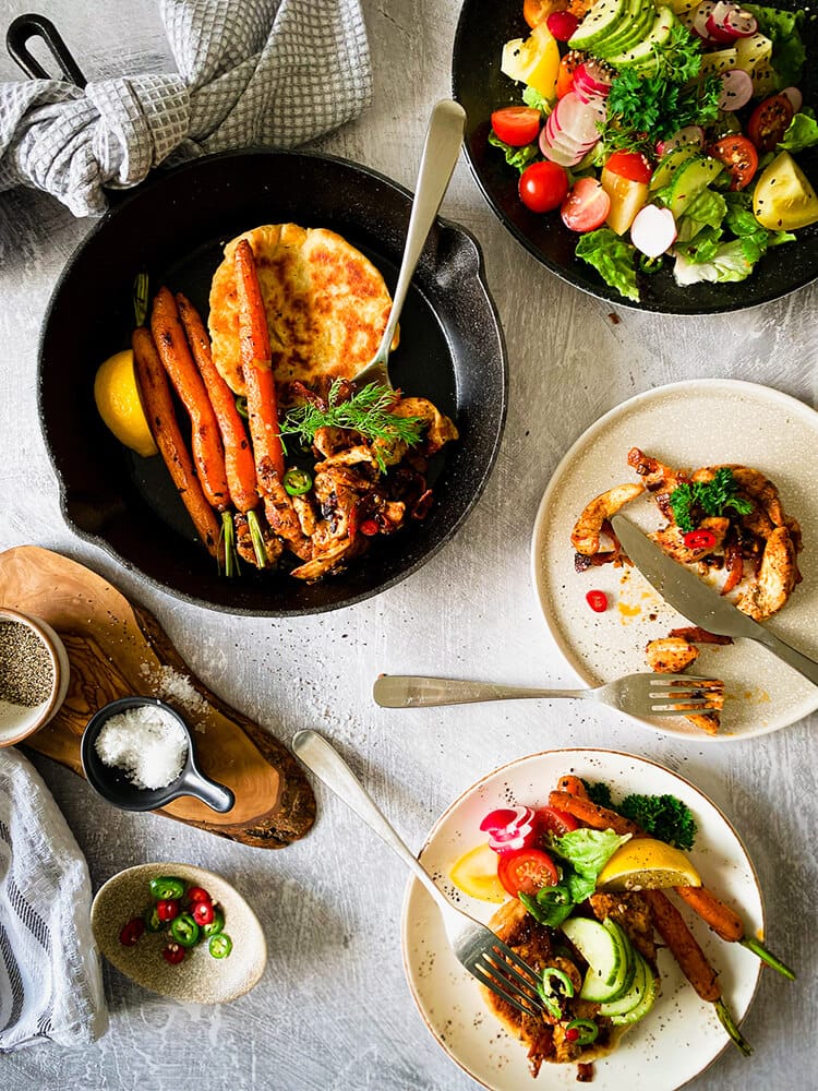 Chicken with Harissa Carrots and Flatbreads - Hide My Veggies